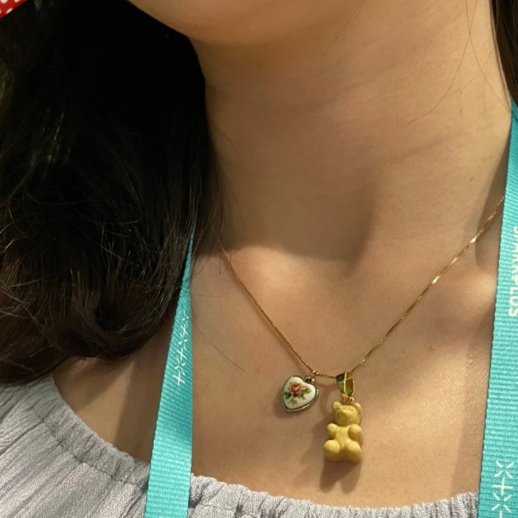 크리스탈 헤이즈 하리보 목걸이 베이지 후기 Ssf Shop 알꽁티브이 손민수템♥ 네이버 블로그