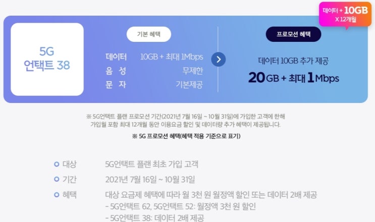 SKT 5G 언택트 38요금제 : 네이버 블로그