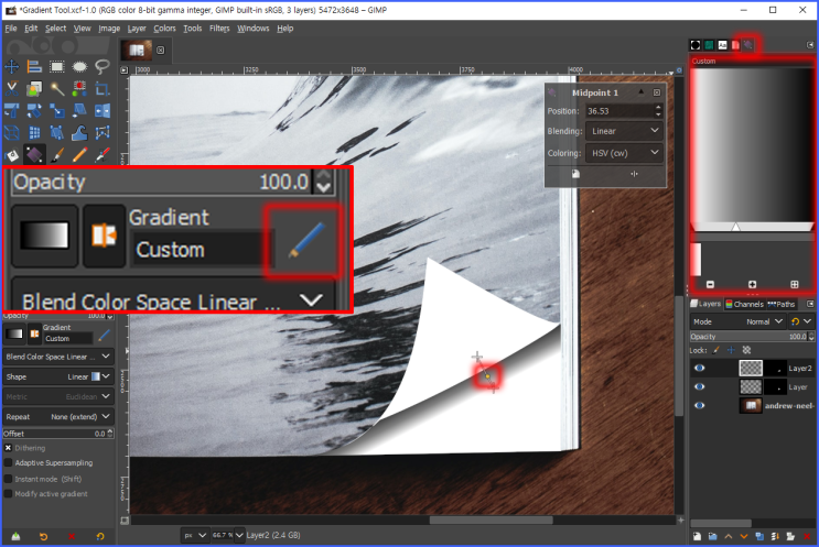 33. 김프(Gimp) 강좌 - 그라디언트 도구(Gradient Tool) 설명 및 활용 : 네이버 블로그