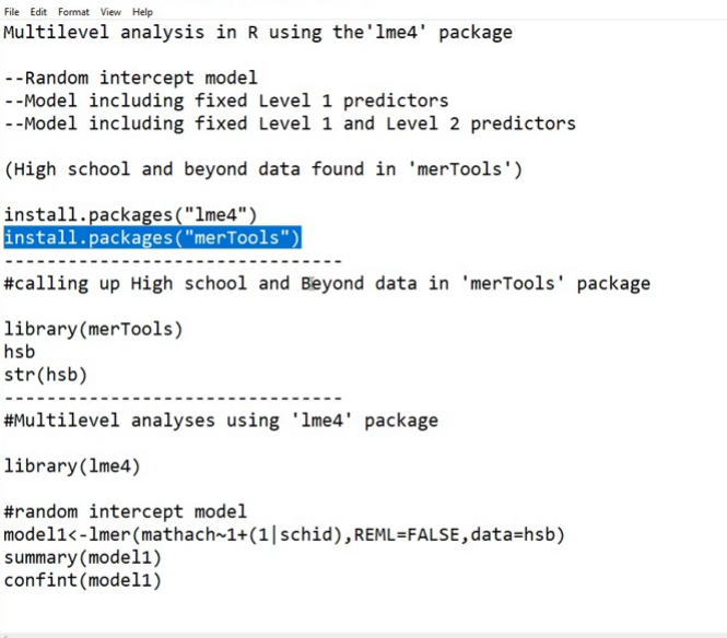 Multilevel modeling (two-levels) in R with 'lme4' package (May, 2019 ...
