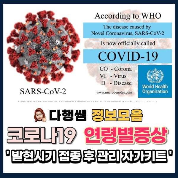 19 코로나 증상 연령별 정리 순서 발현 시기 자가진단 키트 백신 접종 후 관리 네이버 블로그