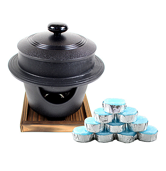 키친아트 혼밥 개인화로 가마솥 + 워머 + 우드받침 + 고체연료 10p B세트 : 네이버 블로그