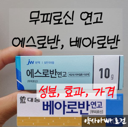 상처치료제 정리 2 에스로반 연고 박테로신 베아로반연고 등 무피로신 연고 사용법 효능 가격 정리 Feat박트로반