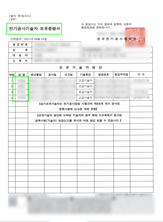 [한국전기공사협회] 전기공사기술자 보유증명서 발급방법 전기공사기술자보유 선임 확인방법 네이버 블로그