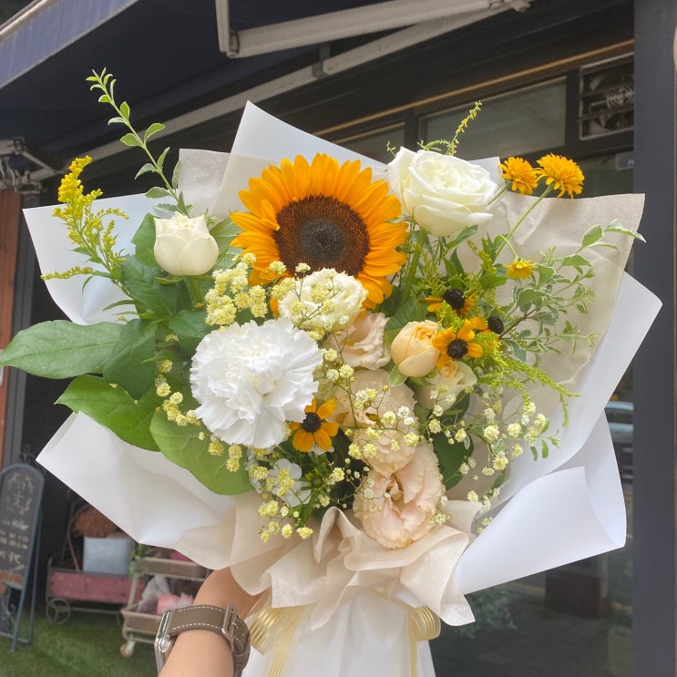 No 303 옐로 화이트 꽃다발 서울대입구역꽃집관악구꽃집봉천동꽃집관악구청꽃집봉천동플라워클래스소소아뜰리에 네이버 블로그