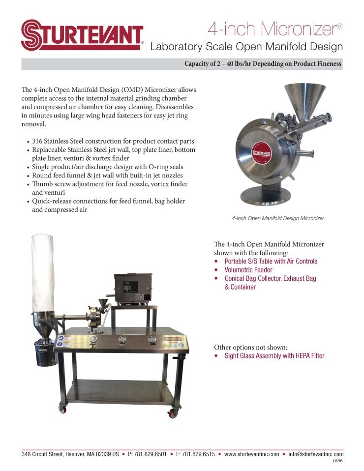 [STURTEVANT, 스터트번트] STURTEVANT社 Pilot Jet Mill(파일럿젯밀,파일럿제트밀,에어제트밀) : 사진 ...