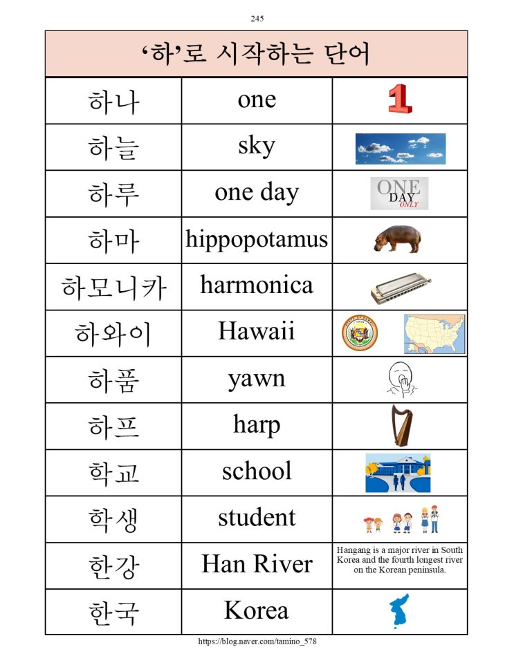 [한글 기초 사전] '하'로 시작하는 단어 모음 (Words collection of starting with '하 ...
