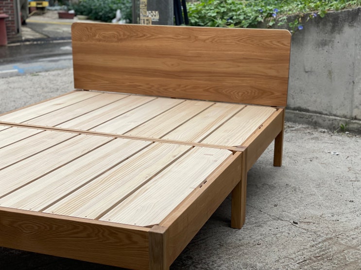 화이트 오크 원목 침대 (feat.stool) : 네이버 블로그