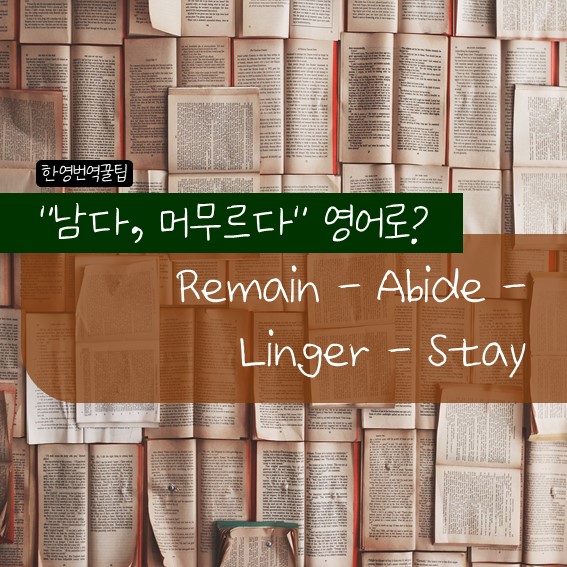 [한영번역꿀팁] '남다, 머무르다' 영어로? Remain - Stay - Linger - Abide 차이 알아보기 : 네이버 블로그