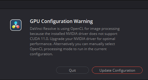 다빈치리졸브17 GPU Configuration Warning 오류_NVIDIA : 네이버 블로그