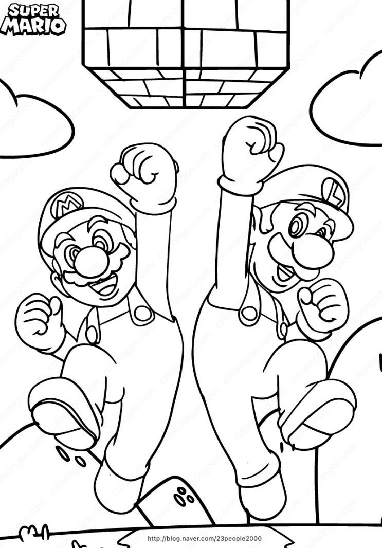 슈퍼마리오 색칠공부 프린트 도안 : 네이버 블로그