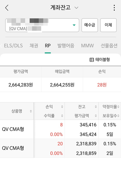 QV CMA통장 RP매매 알려드림 NH나무 (발행어음, 이자, 금리, 전액매도) 자동매매설정 : 네이버 블로그