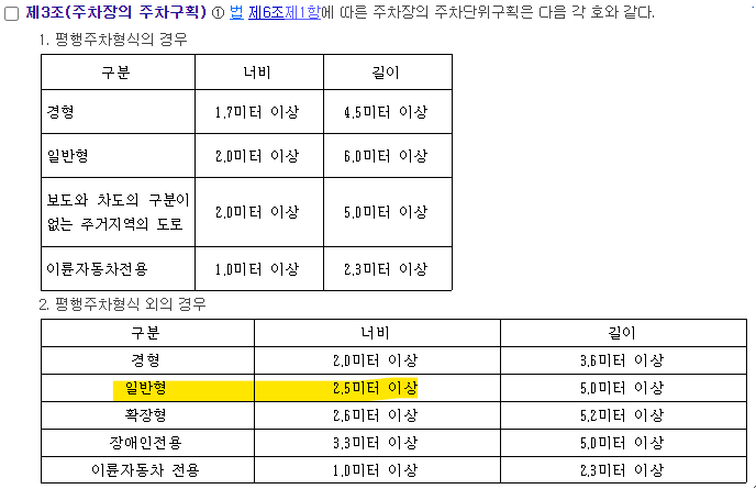 주차장법 시행규칙 주차구획 주차장 차로 규정 네이버 블로그