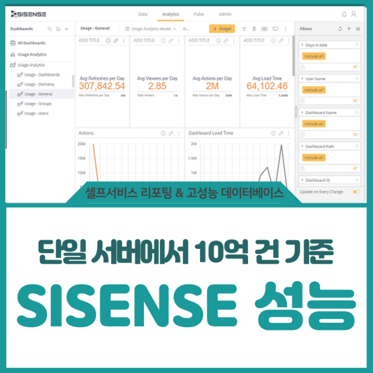 Sisense 성능 : 단일 서버에서 10억 개의 레코드 기준 : 네이버 블로그