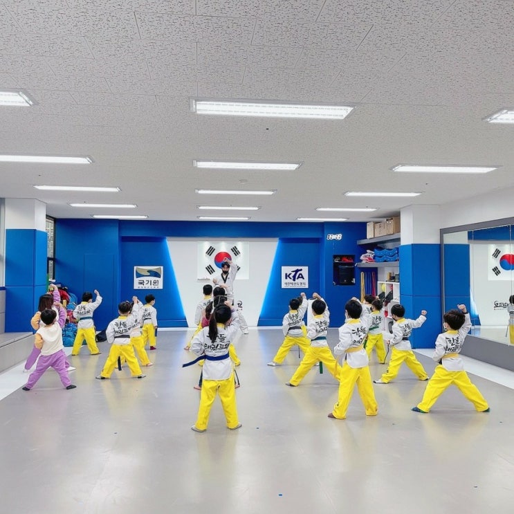 한들태권도 유치부 활동 모습 음악품새 유아체육 줄넘기 기초체력훈련 백석동태권도 네이버 블로그