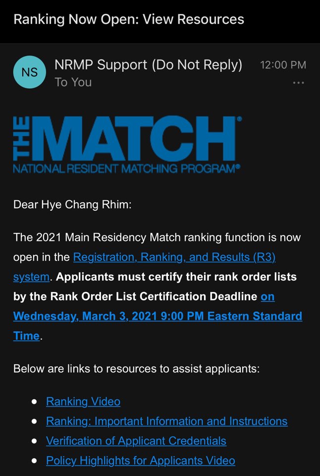 미국 레지던트 매칭 Rank Order List : 네이버 블로그