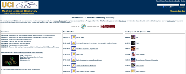 공공데이터 Dataset 포털 - Machine Learning Repository (UCI) : 네이버 블로그