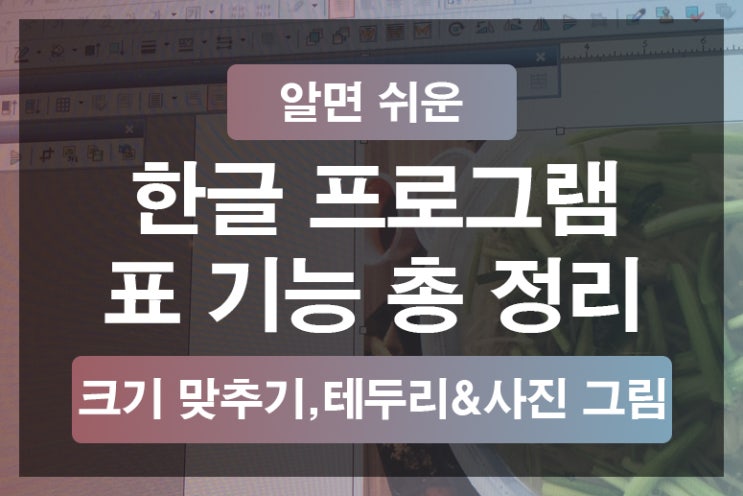 한글 표 테두리 크기 맞추기 그림 쉽게넣기 동영상 참고 네이버 블로그