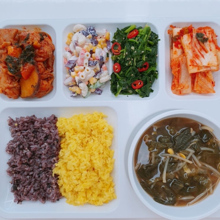 단체급식 메뉴모음시금치콩나물국깻잎닭갈비마카로니콘샐러드 유채나물무침 만들기 식단일기 신메뉴레시피 네이버 블로그