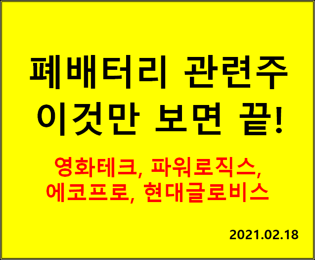 폐배터리 관련주 총정리 영화테크 파워로직스 에코프로 현대글로비스 네이버 블로그