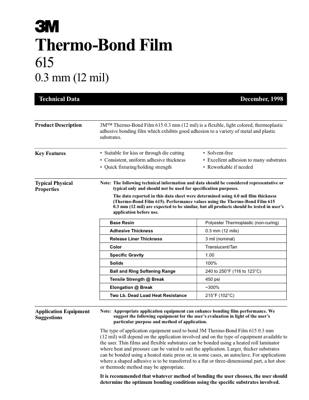 3M TBF(Thermal Bonding Film), 열융착 필름형접착제, 열가소성접착필름 입니다.(단종) : 네이버 블로그