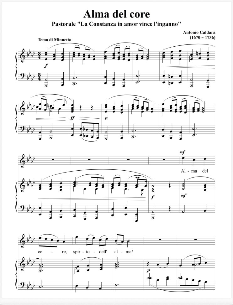 [AGMD/Alma del core/이태리가곡/독창곡/조옮김가능/Caldara] Alma del core : 네이버 블로그