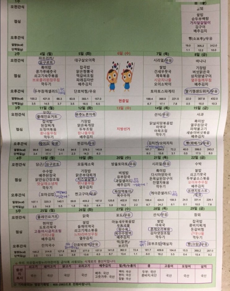 계란 우유 알레르기알러지 있는 아이를 위한 대체 식단 추천 어린이집 유치원 기관 생활 식단표 메뉴 네이버 블로그