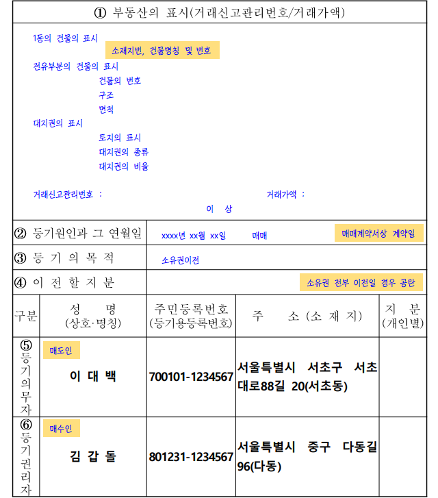 부동산 셀프등기 단독명의공동명의 소유권이전등기신청서 위임장 작성방법 네이버 블로그