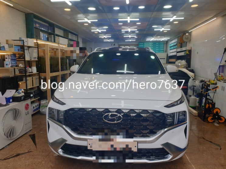 포항썬팅 포항블랙박스 현대자동차 더뉴싼타페 싼타페tm 신차패키지 아이나비칼트윈er 파인뷰lx5000 유리막코팅 미러썬팅 반사
