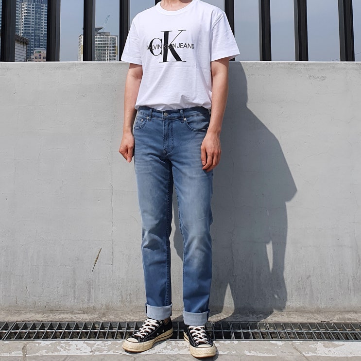 남자 청바지 코디 Ck 흰 티셔츠 조합 With 캘빈클라인 진 박서준 데님 팬츠 And 티셔츠 네이버 블로그