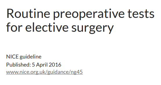 성인 정규수술에서 수술 전 검사 항목에는 무엇이 있을까 (NICE guideline : routine preoperative ...