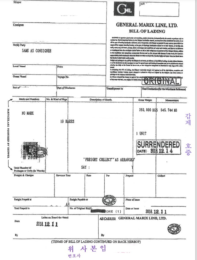 서렌더 선하증권(Surrender B/L) : 네이버 블로그