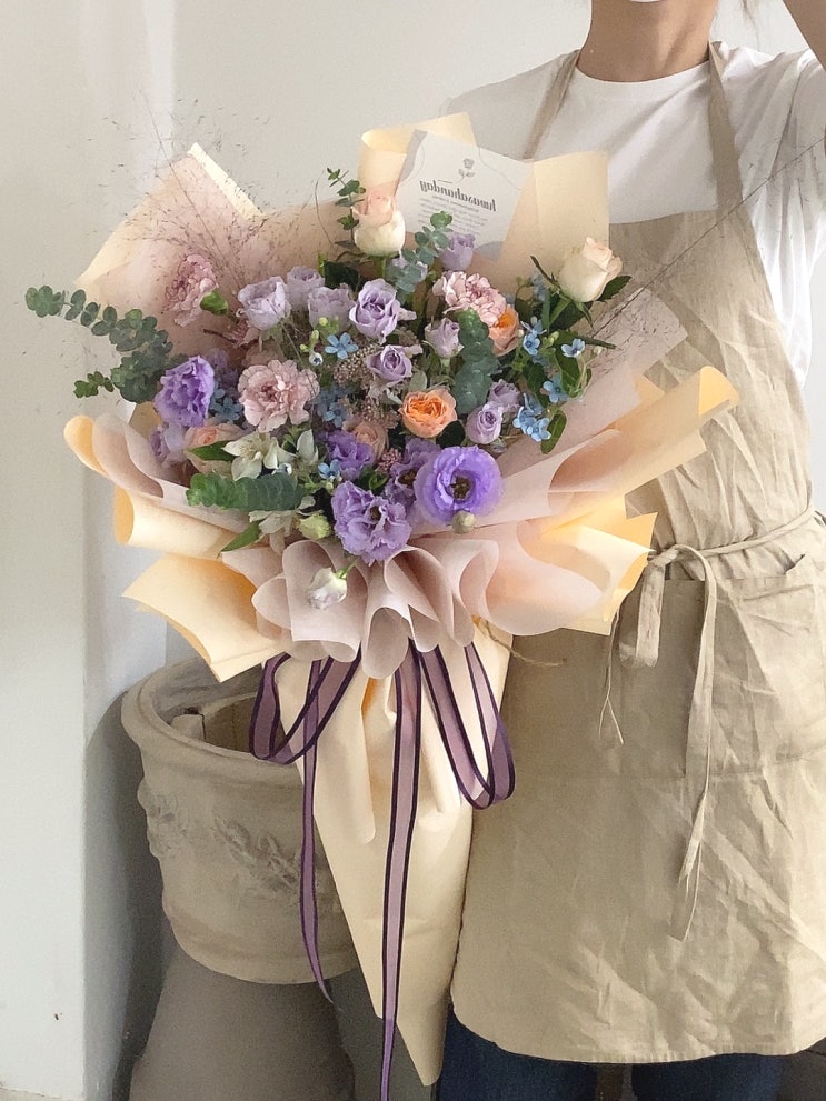 익산꽃집 화사한날 여자친구를 위한 대형꽃다발 연보라 파스텔톤꽃다발 선물하기 네이버 블로그