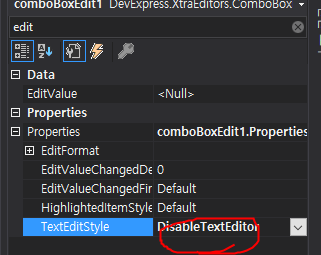 DevExpress - ComboBoxEdit text를 편집 불가능 하게 설정 : 네이버 블로그