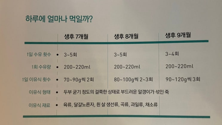8개월아기 중기이유식 이유식 하루 3번 스케줄짜기 분리수유 정착과정 네이버 블로그
