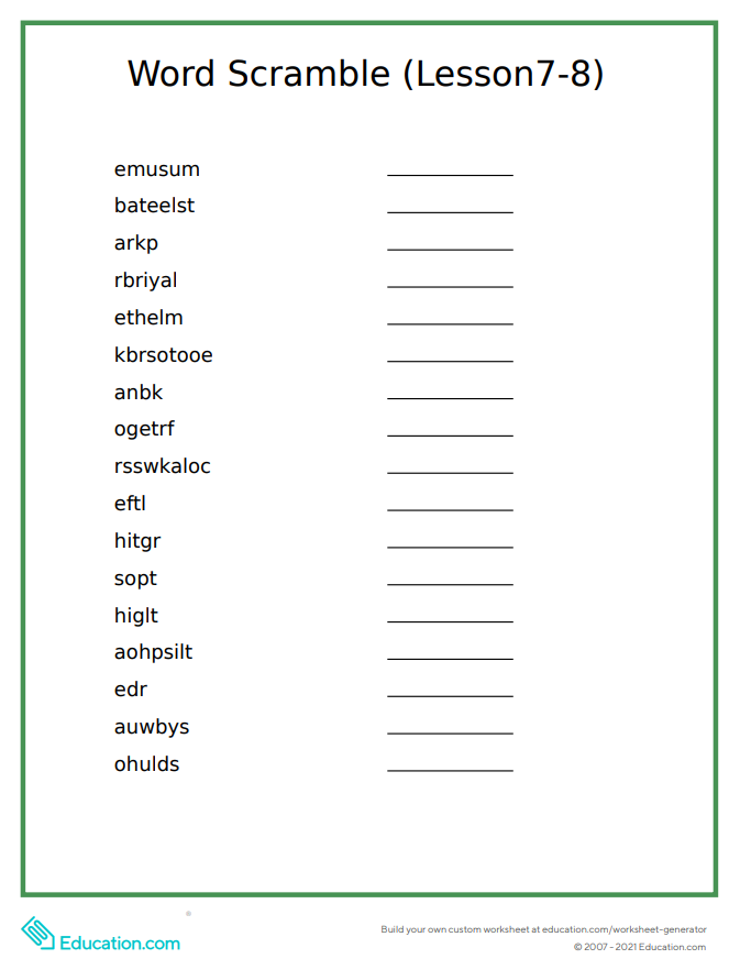 영어 학습지(워크시트) 만드는 사이트 공유, 그리고 워드스크램블(word scramble) 활동에 대하여 : 네이버 블로그