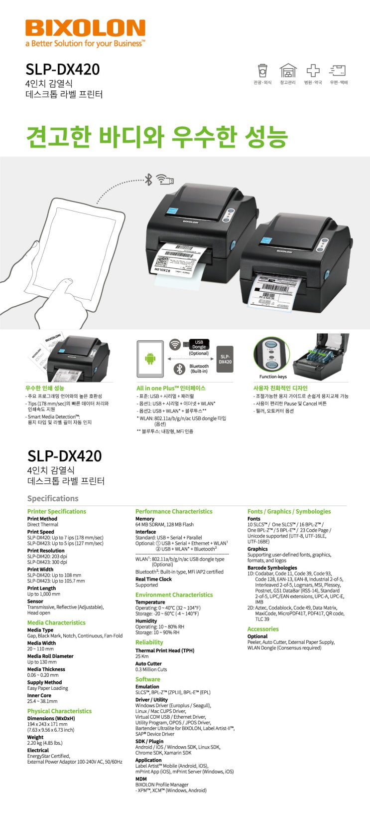 [BIXOLON] SLP-DX420 4인치 203dpi 소형 라벨프린터 : 네이버 블로그