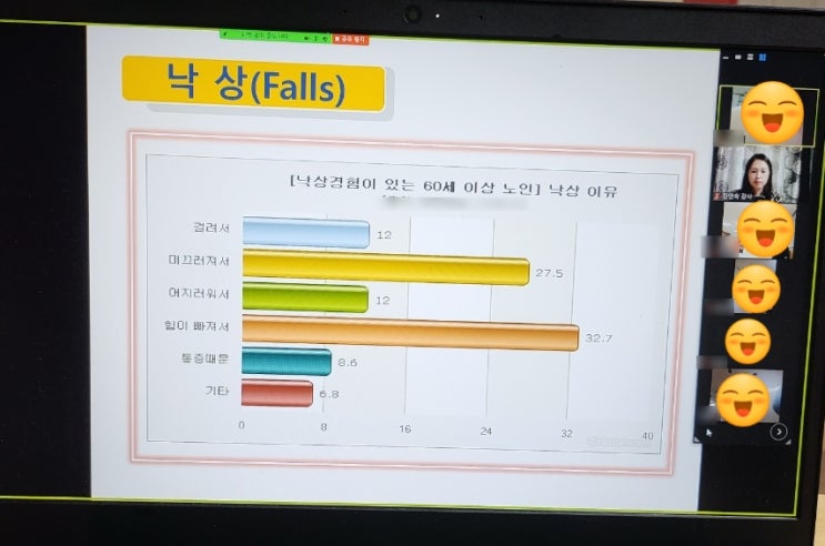 요양보호사 비대면화상수업으로 급여제공지침교육and안전교육 응급처치교육낙상예방교육치매예방교육근골격계질환예방교육 요양원 종사자