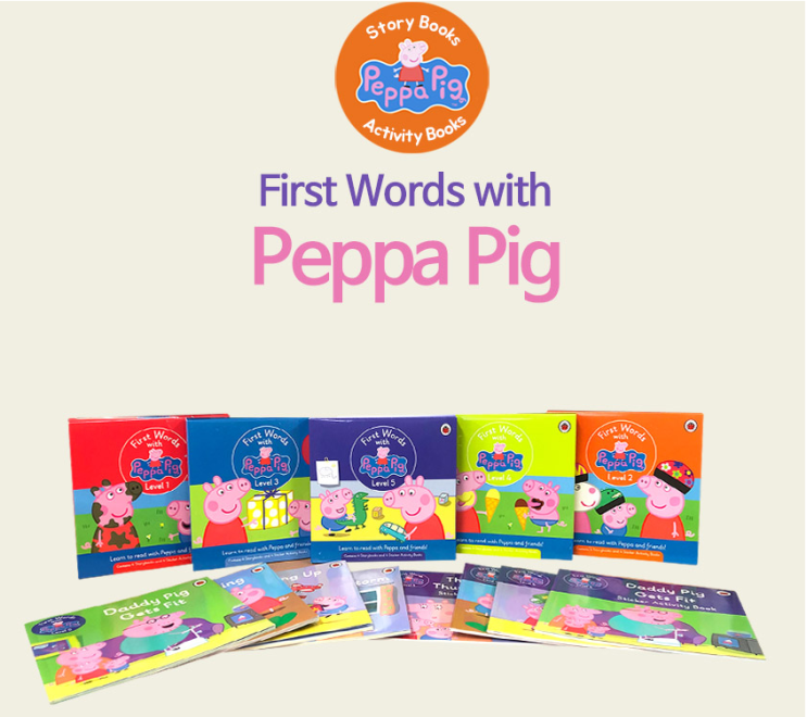 [책 추천] First Words with Peppa Pig Level 1~5 세트[Paperback 20종 & Activity ...