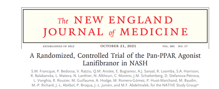 라니피브라노 [lanifibranor], A pan-PPAR Agonist in NASH/N Engl J Med 2021 ...