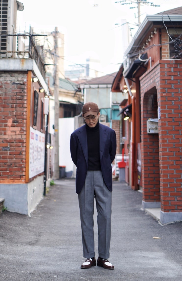 포튼가먼트 합정점 세퍼레이트룩 데일리룩 수트코디 수트에볼캡네이비자켓그레이트라우져세퍼레이트세퍼레이트코디세퍼레이트