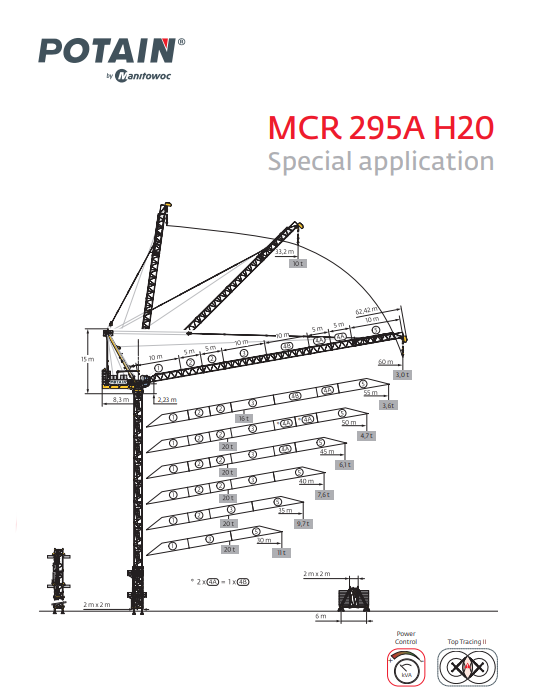POTAIN 포테인 MCR295A H20 제원표 타워크레인제원표 카다로그_윈필드 : 네이버 블로그