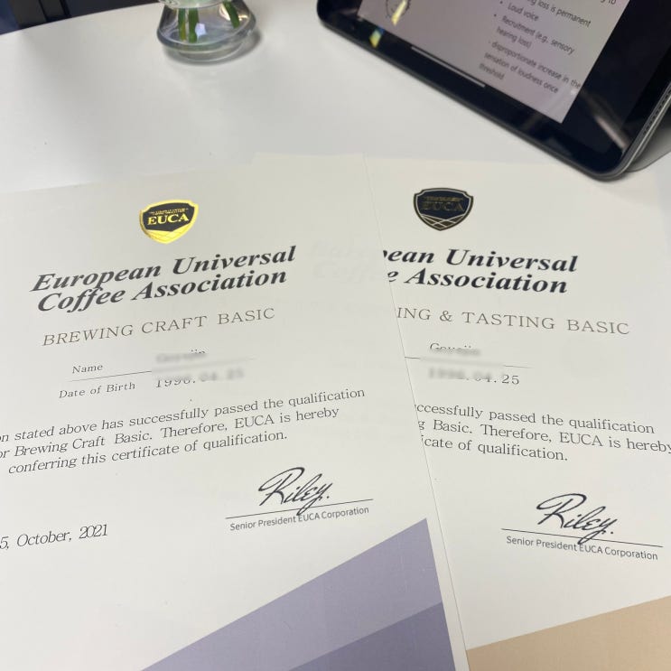 [센서리&브루잉]::향미 표현과 핸드드립 정복, EUCA 국제바리스타자격증 취득 후기 :) : 네이버 블로그