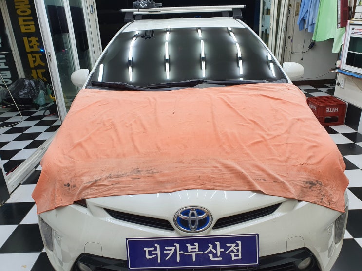 부산 차량 재썬팅 자동차 주름썬팅지 전면썬팅지 제거 금정구 앞유리 썬팅 비용 수입차 토요타 프리우스 하이브리드 틴팅 썬렉스 썬팅