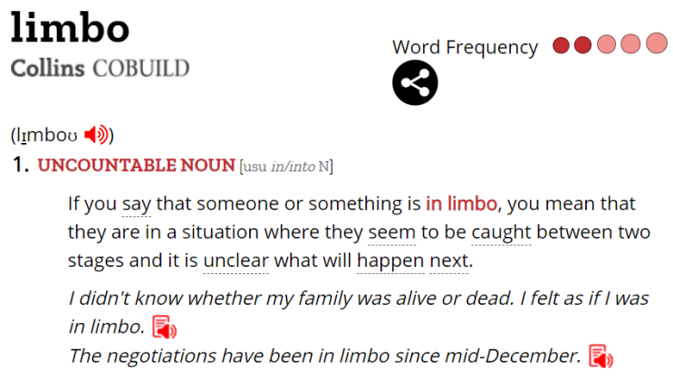 get into the swing of things/be in limbo/either way/out of practice ...