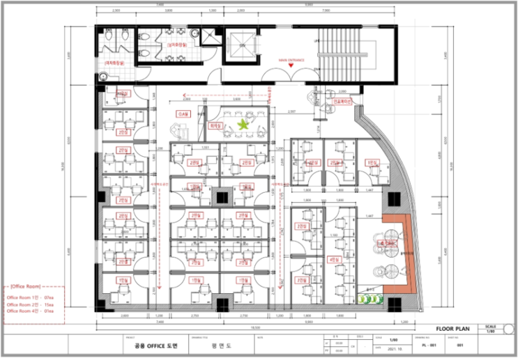 [사무공간]200평대 공유오피스 인테리어디자인 설계도면(소호사무실 평면도 캐드도면 설계제작) : 네이버 블로그