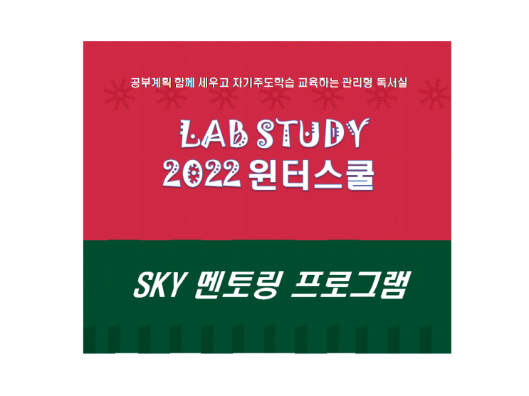 분당 이매동관리형 독서실 랩스터디 윈터스쿨 공지사항 Part 2 윈터스쿨 학습 디테일잡기 프로그램 Sky 멘토링 1월