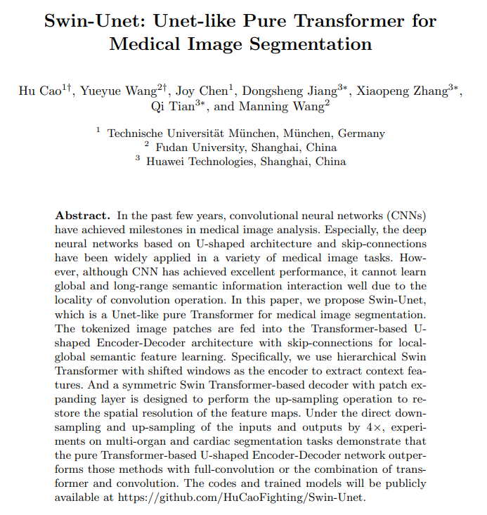[논문 리뷰] Swin-Unet: Unet-like Pure Transformer for Medical Image ...