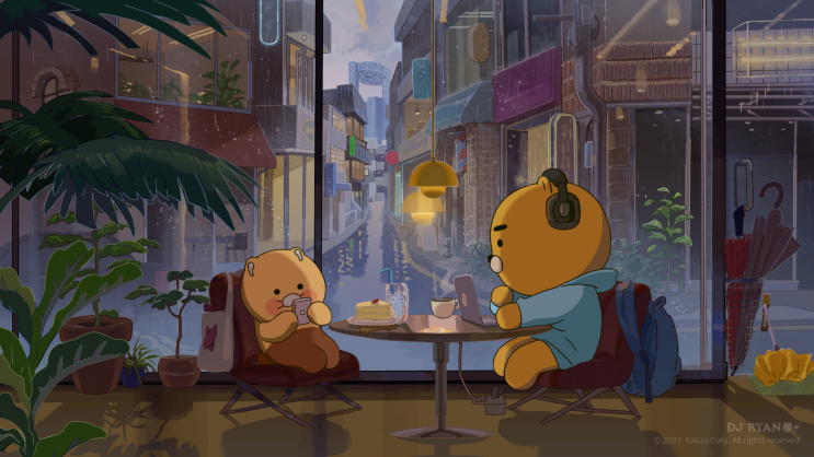 카카오프렌즈 DJ 라이언 + 춘식이 배경화면 : 네이버 블로그