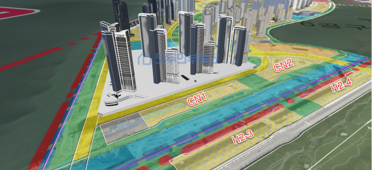 송도자이더스타와 워터프론트1-1상가(CN1, CN2) 높이분석 : 네이버 블로그
